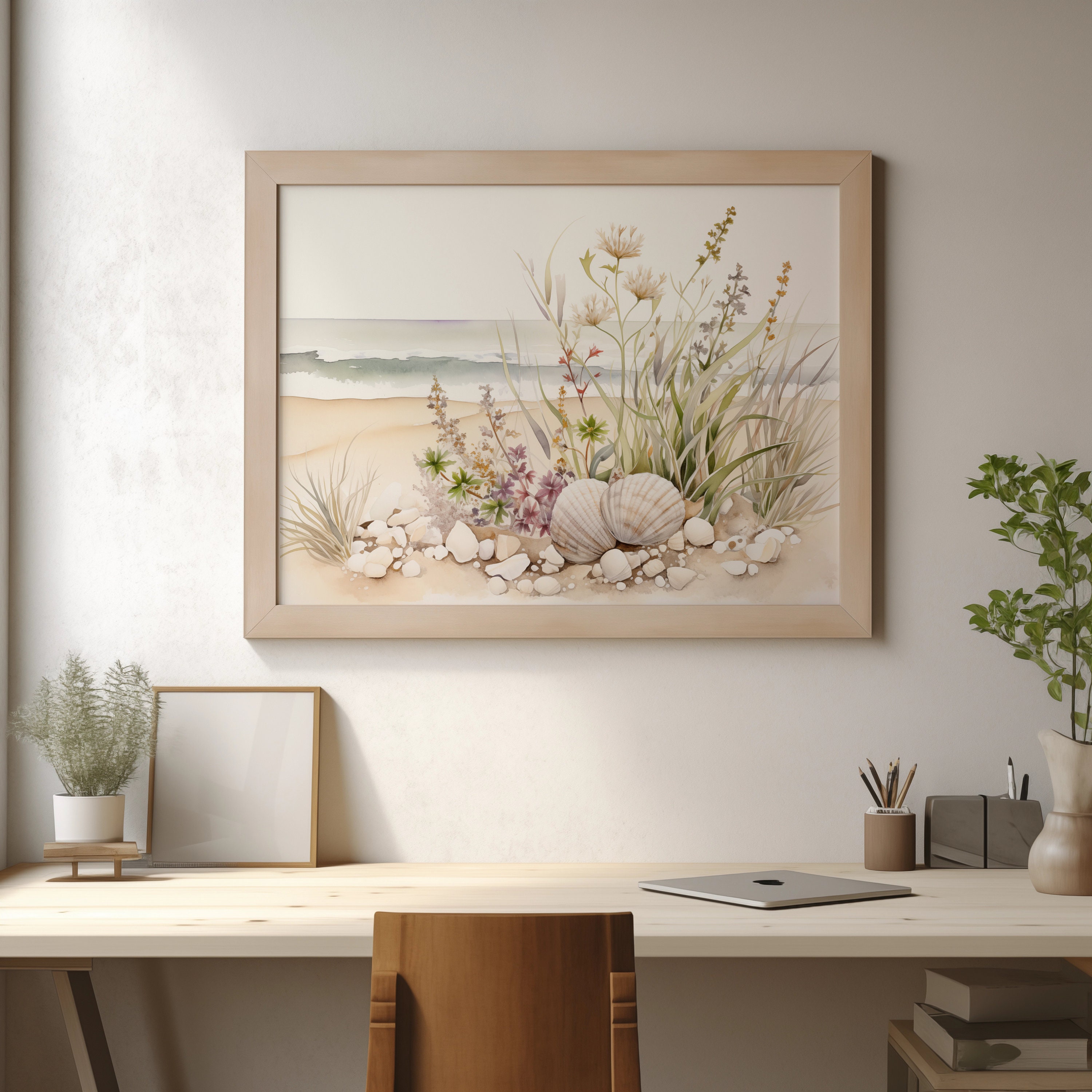 Watercolor Beach Wall Art Shells Watercolor Art Print Watercolor Beach ...