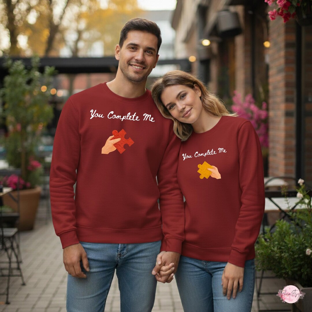 You Complete Me Matching Couple Sweatshirts, Puzzle Piece Valentines ...