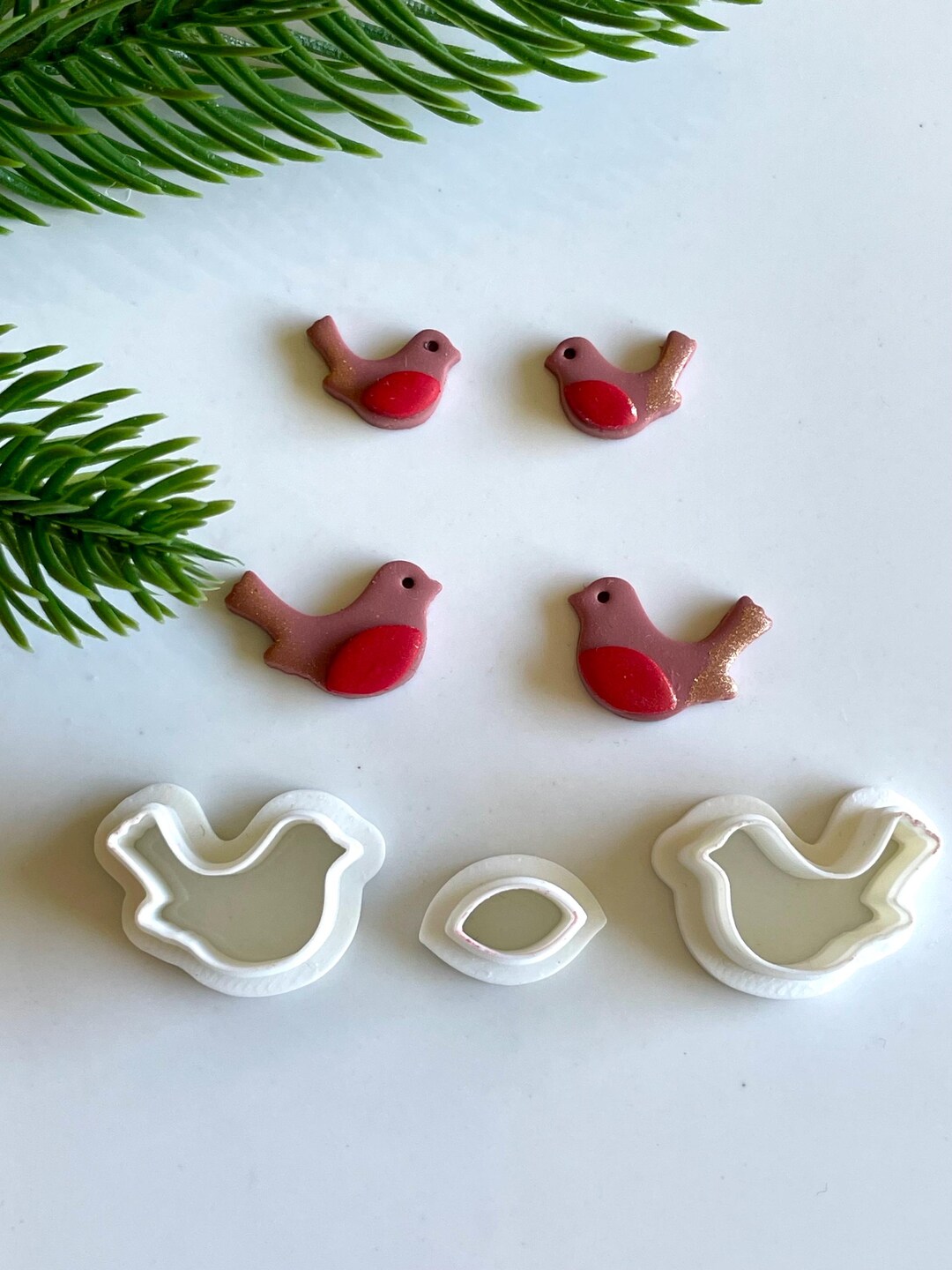 Robin Bird Stud Mirrored Cutters -christmas Cutters - Polymer Clay ...
