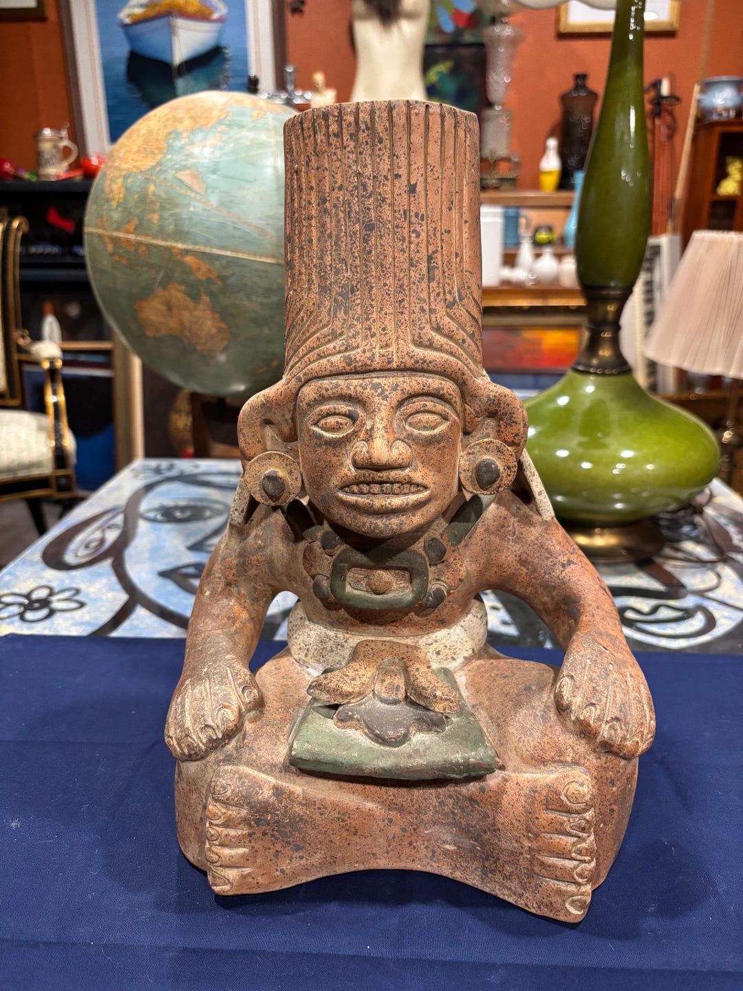 Mesoamerican Terracotta Statue – Vintage Aztec Style Clay Figure, Pre ...