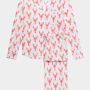 Lobster Print Women’s Pyjama Trouser Set | Organic Cotton Bridal Pjs ...