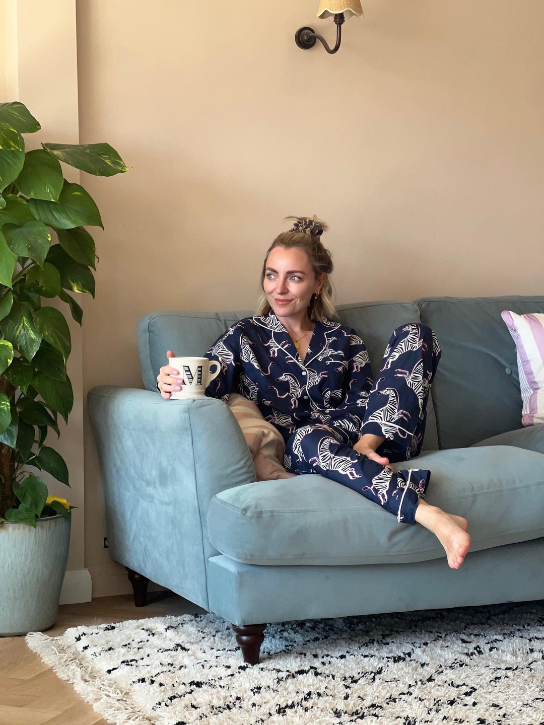 Pink Zebra Women’s Pyjama Trouser Set | Organic Cotton Long Sleeve Pjs ...