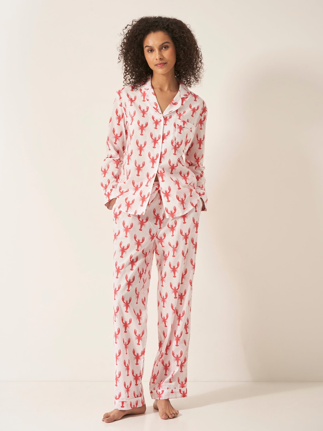 Lobster Print Women’s Pyjama Trouser Set | Organic Cotton Bridal Pjs ...