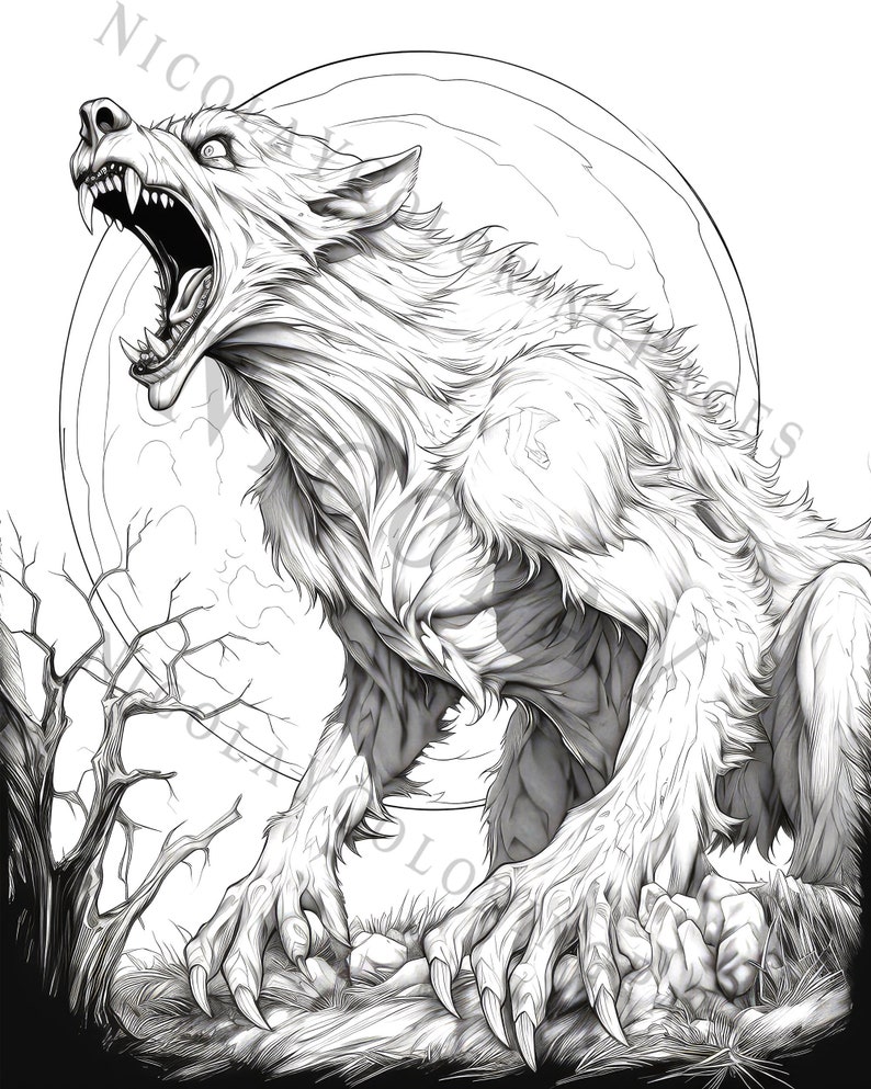 Creepy Creatures - Adult Coloring Pages, Scary and Hounting Monsters of ...