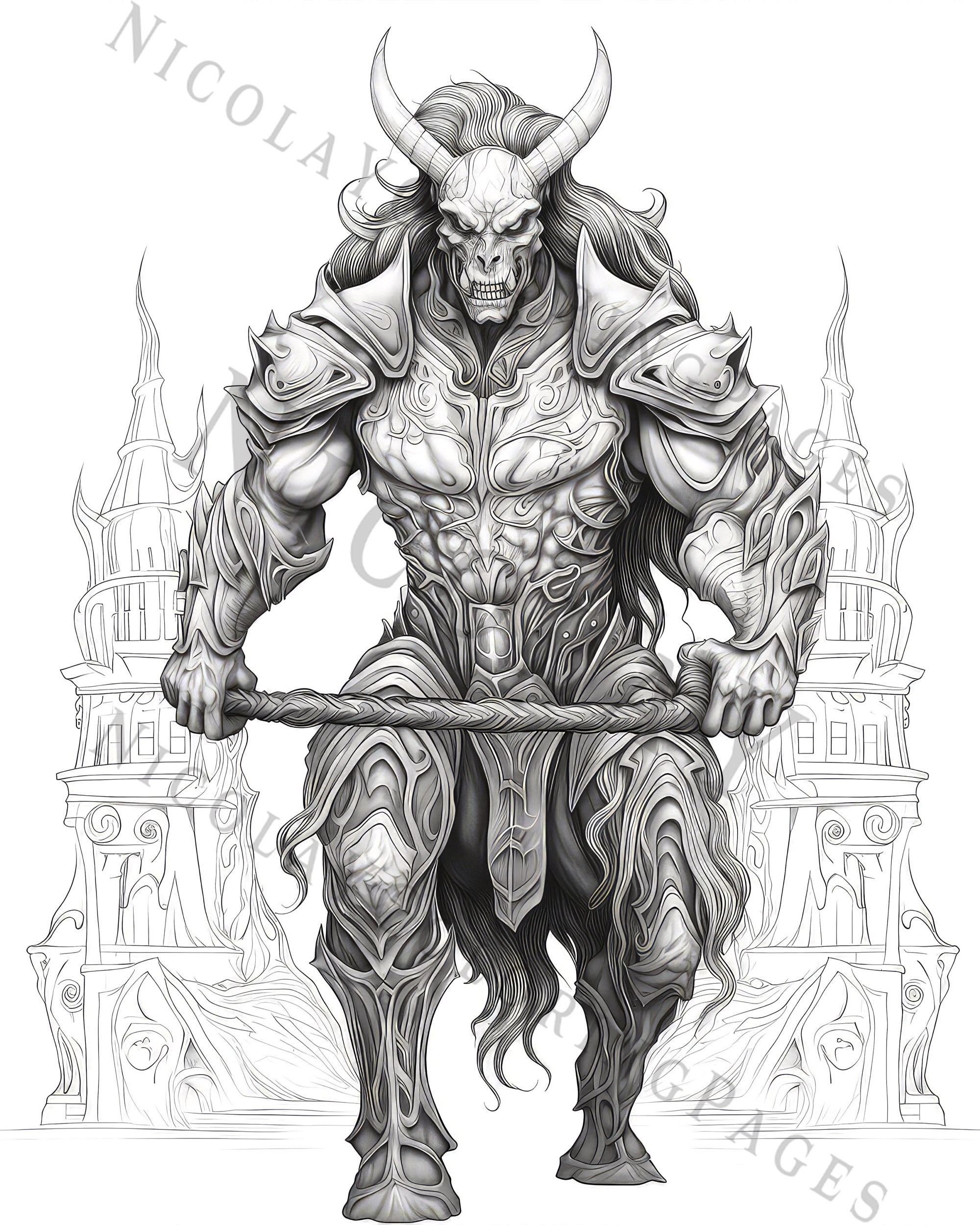 Creepy Creatures - Adult Coloring Pages, Scary and Hounting Monsters of ...