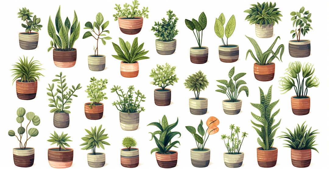 Digital Art, Plant Art, Plant Wallpaper, Digital Print, Plants in Pots ...