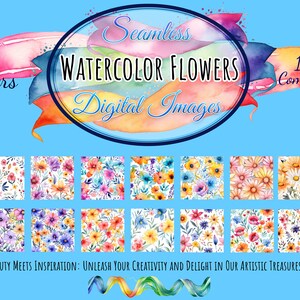 18 Watercolor Flowers Digital Paper, Watercolor Flowers Seamless ...