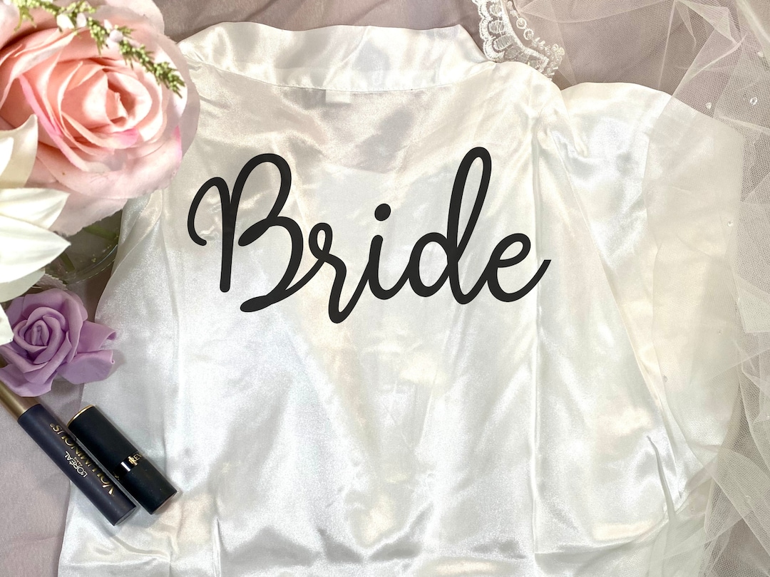 White Satin Bride Robe, Wedding Day Robe, Getting Ready Robe, Elegant ...