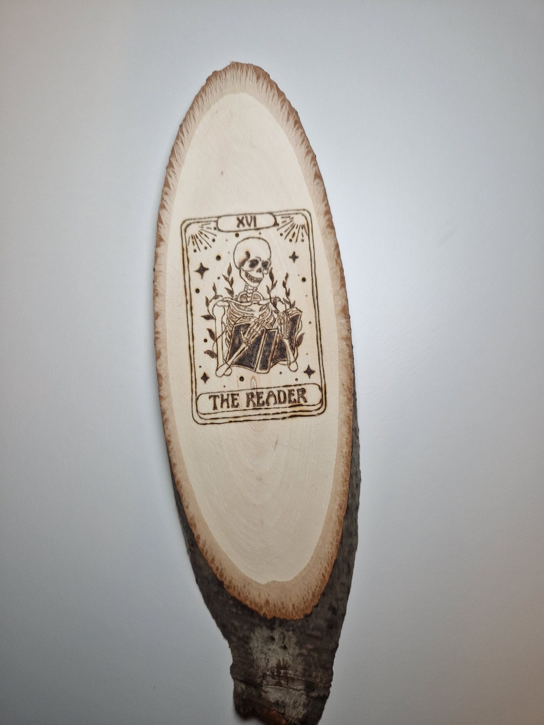 Handmade Pyrography Skull Reading Tarot Card Plaque - Etsy