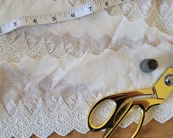 Milk White Broderie Anglaise Lace, Scalloped Edges and Floral Design ...