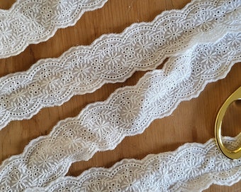 Milk White Broderie Anglaise Lace, Scalloped Edges and Floral Design ...