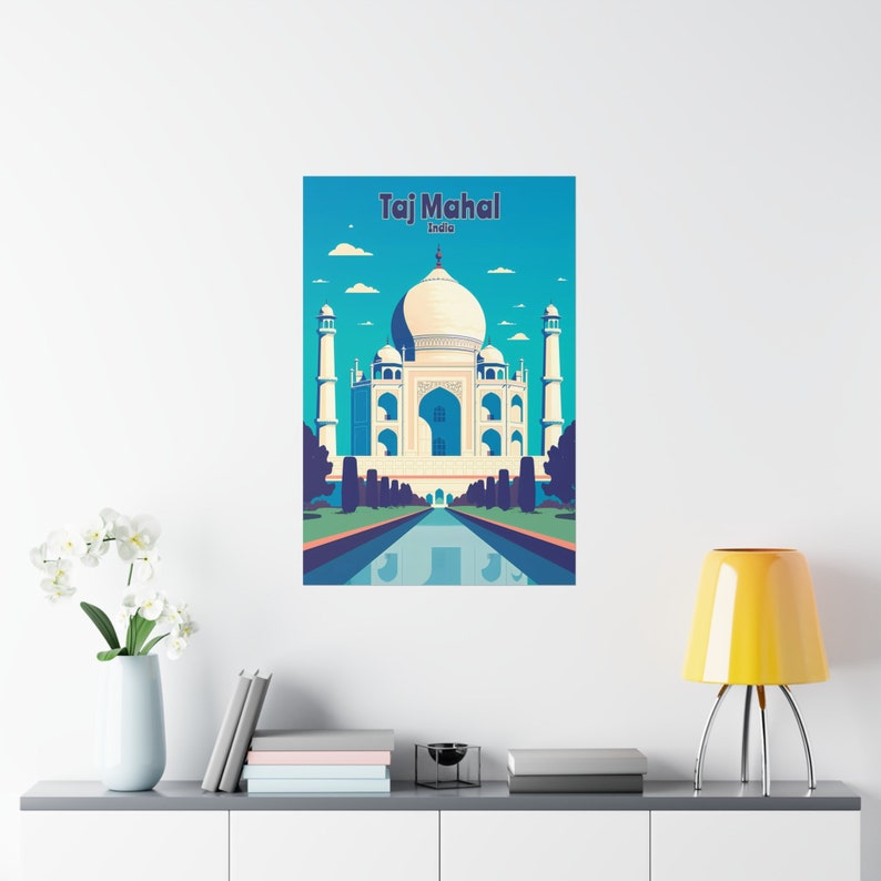 Taj Mahal, Vintage Taj Mahal Poster, Travel Poster, Retro Travel Poster ...
