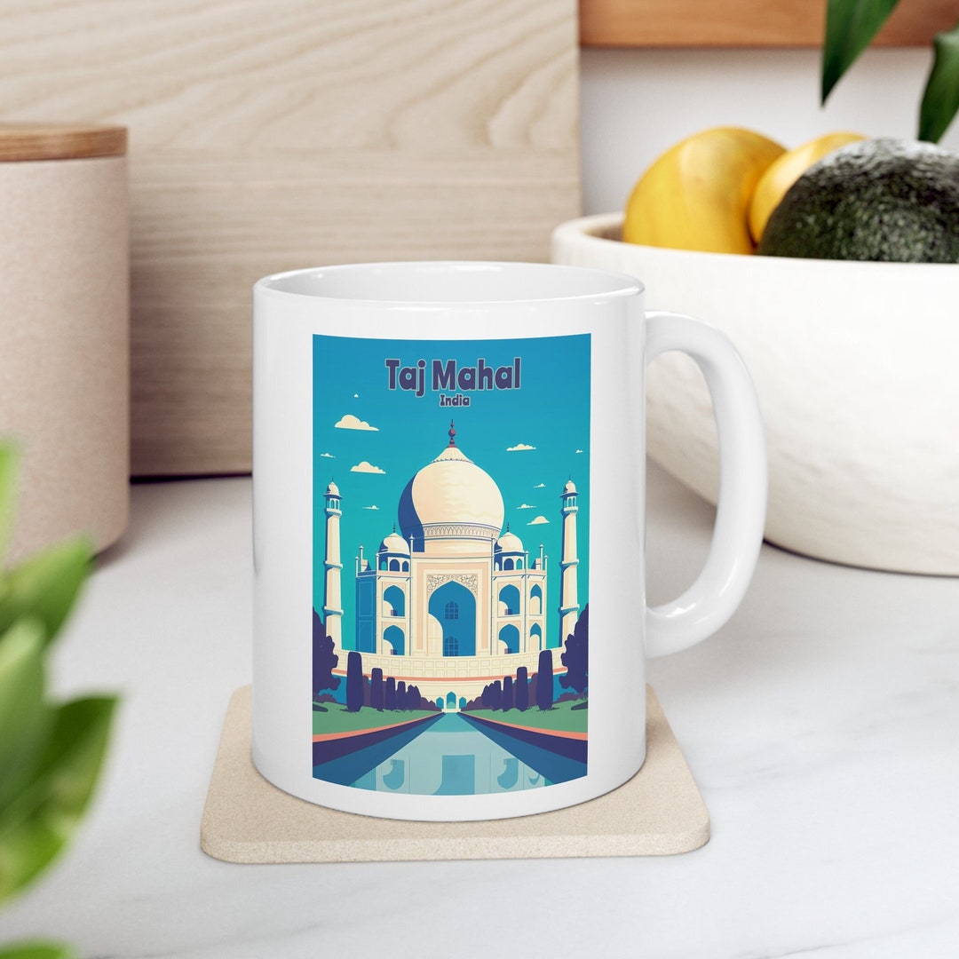 Taj Mahal Ceramic Mug 11oz, Taj Mahal, India Mug, Travel Mug, Vintage ...