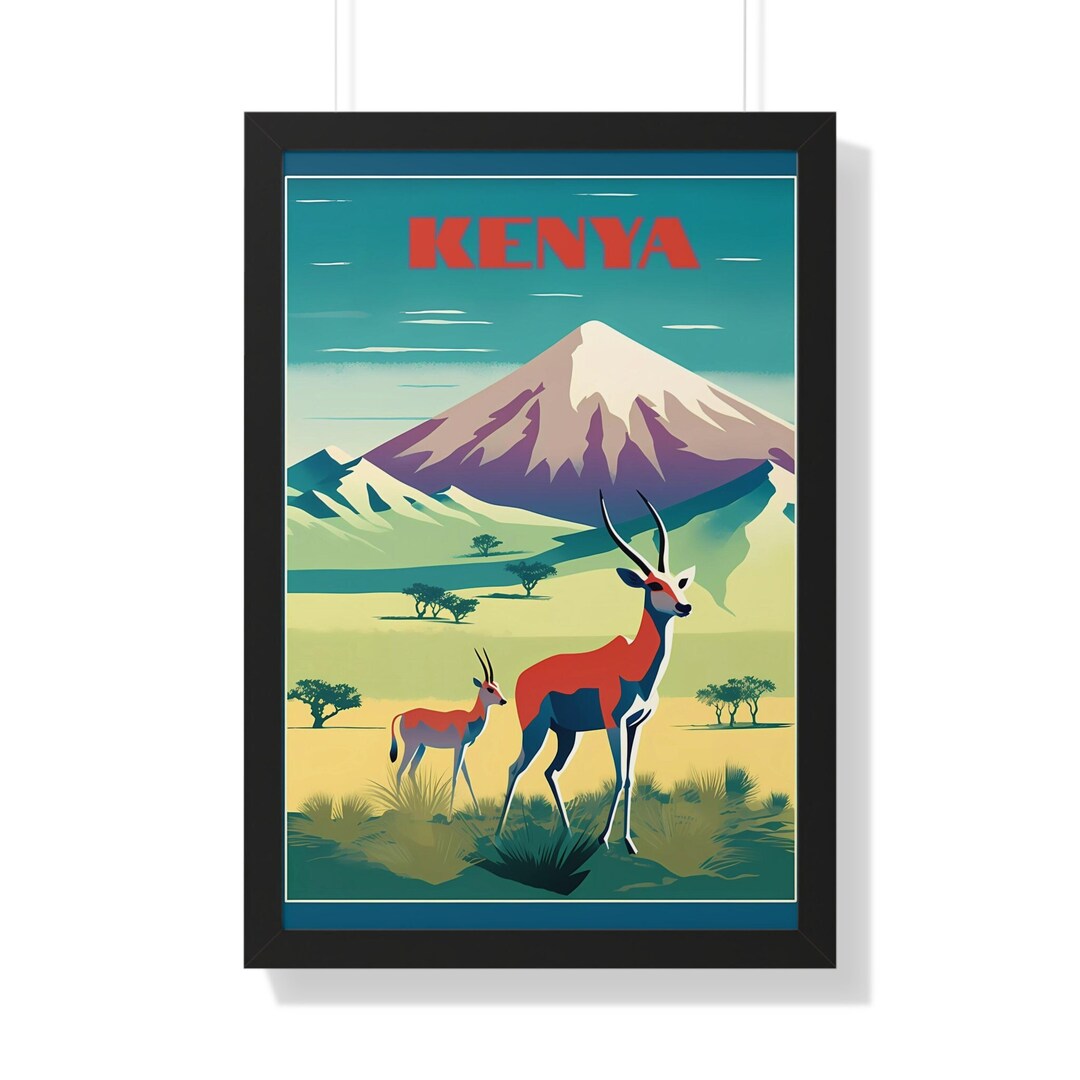 Framed Gazelle Print, Kenya Poster Print, Safari Print, Africa Travel ...