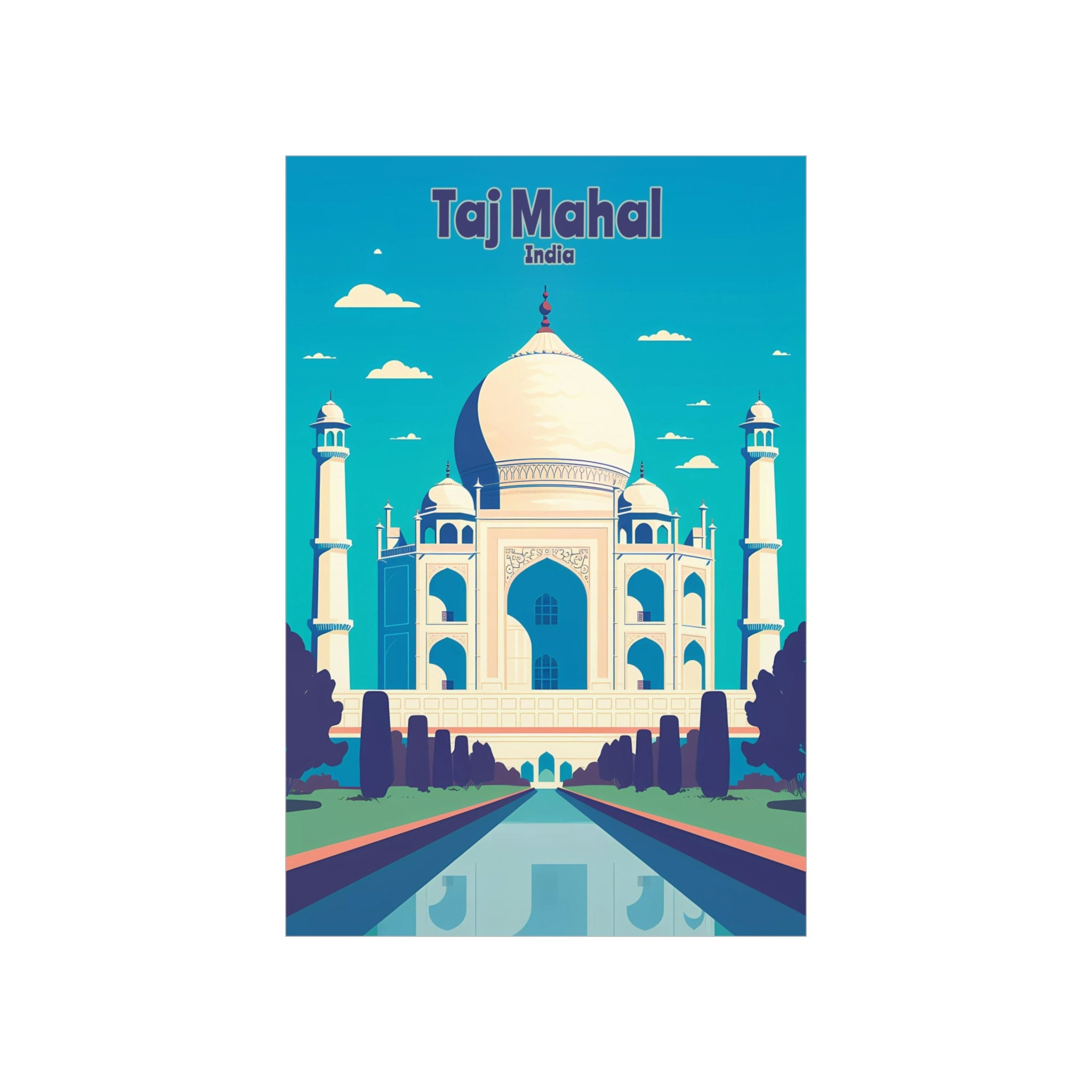 Taj Mahal, Vintage Taj Mahal Poster, Travel Poster, Retro Travel Poster ...