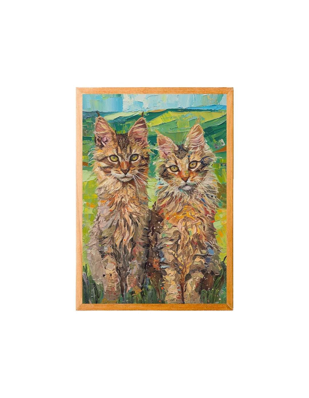 Maine Coon Cat Oil Painting Style Digital Download, Fine Art of 2 Maine ...