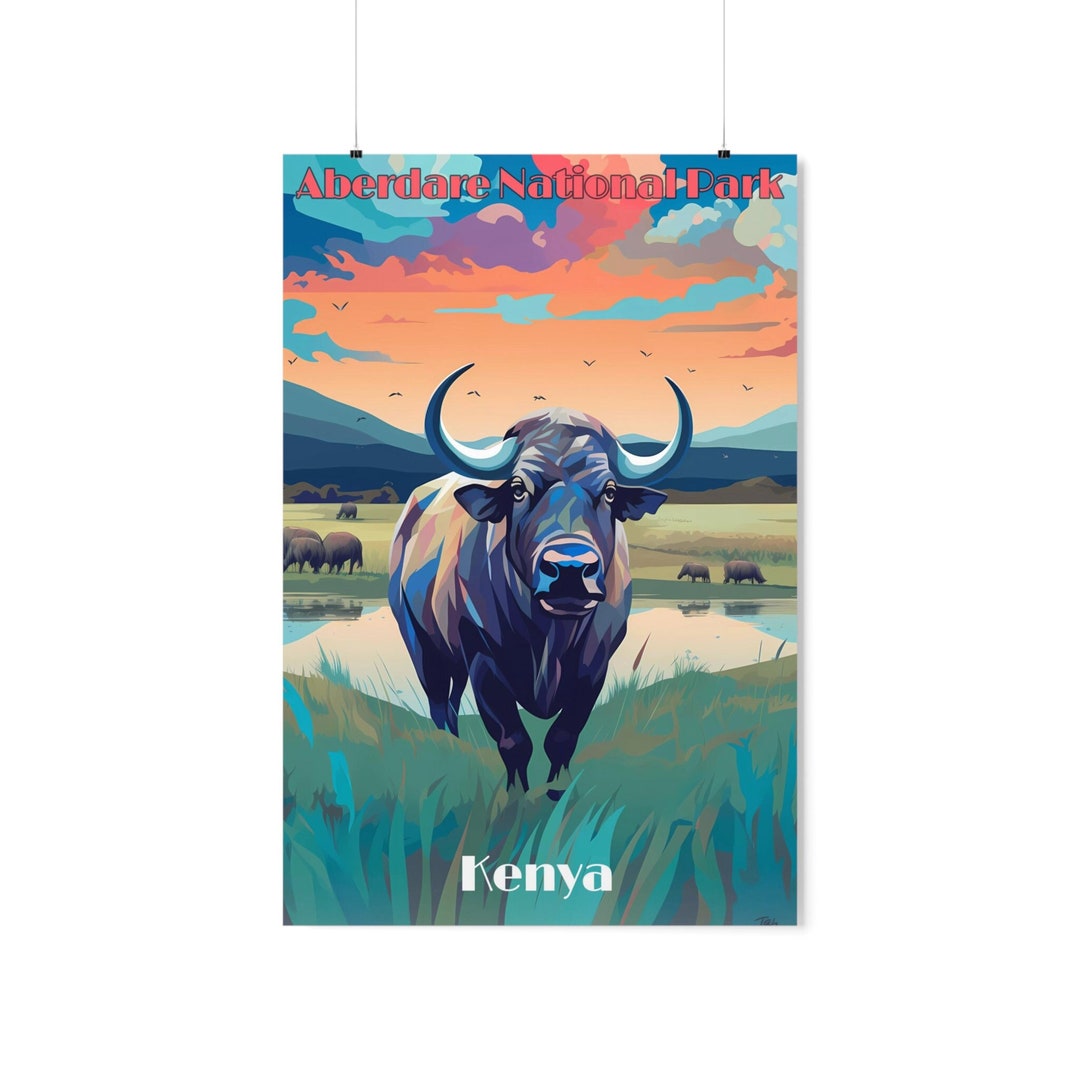 Kenya Aberdare Water Buffalo Print, Kenya Poster Print, Safari Print ...