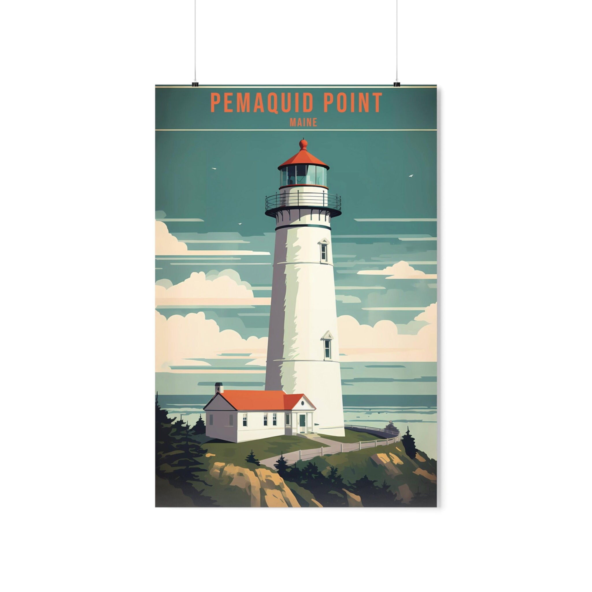 Maine Travel Poster, Vintage Lighthouse Poster, Travel Poster Maine ...