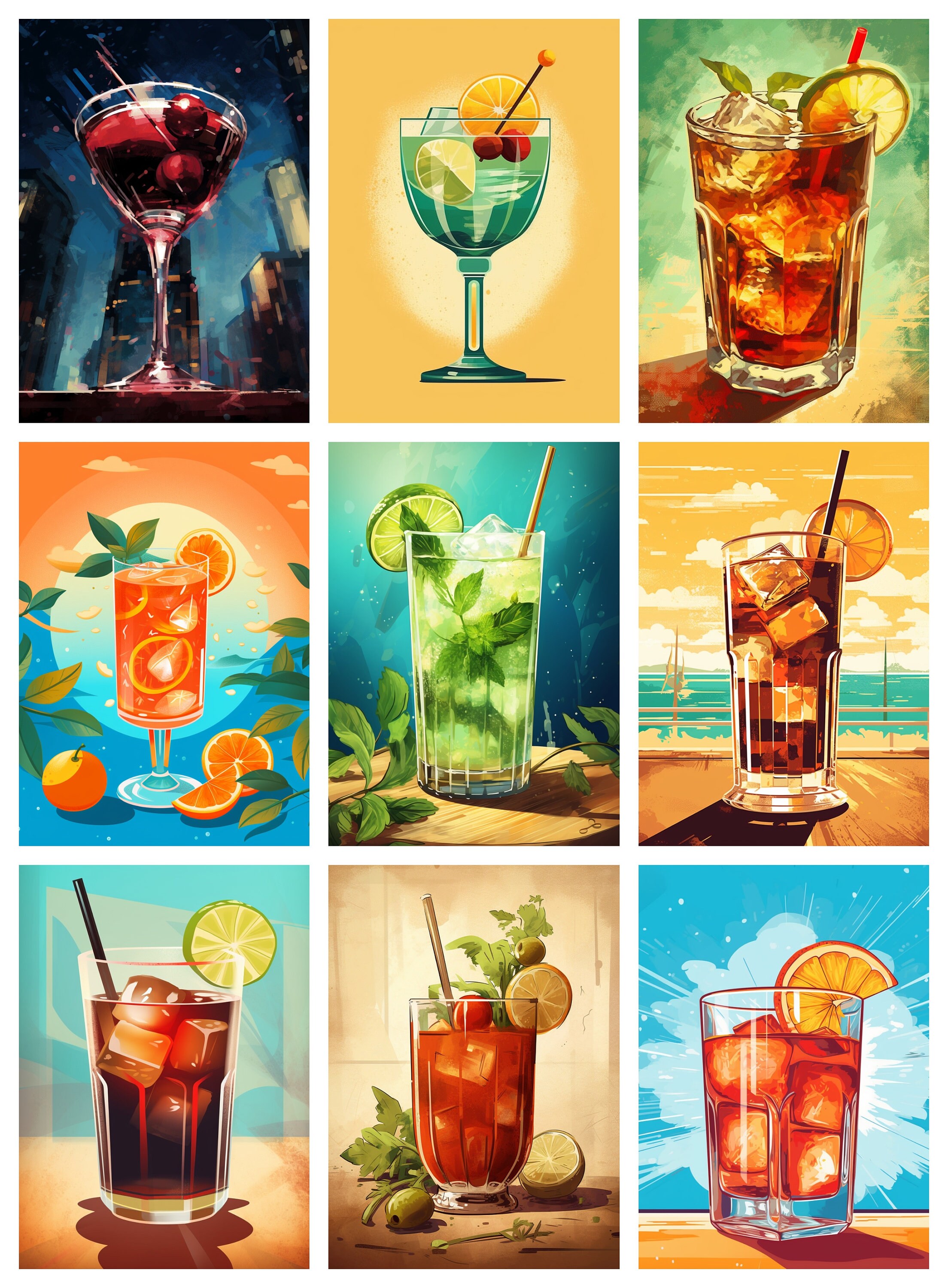 50 Digital Print Cocktails for Posters, Wall Frames - Etsy