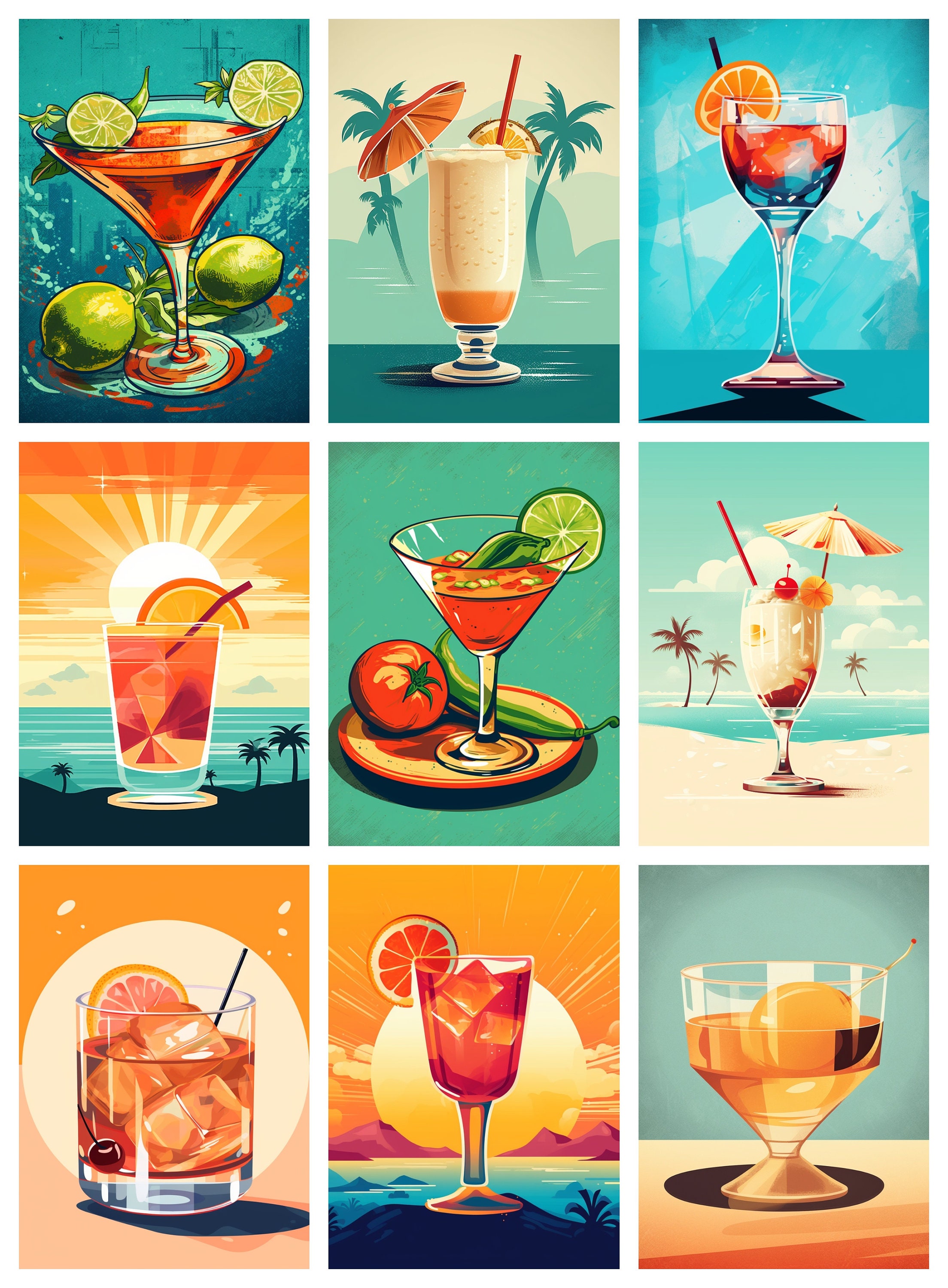 50 Digital Print Cocktails for Posters, Wall Frames - Etsy