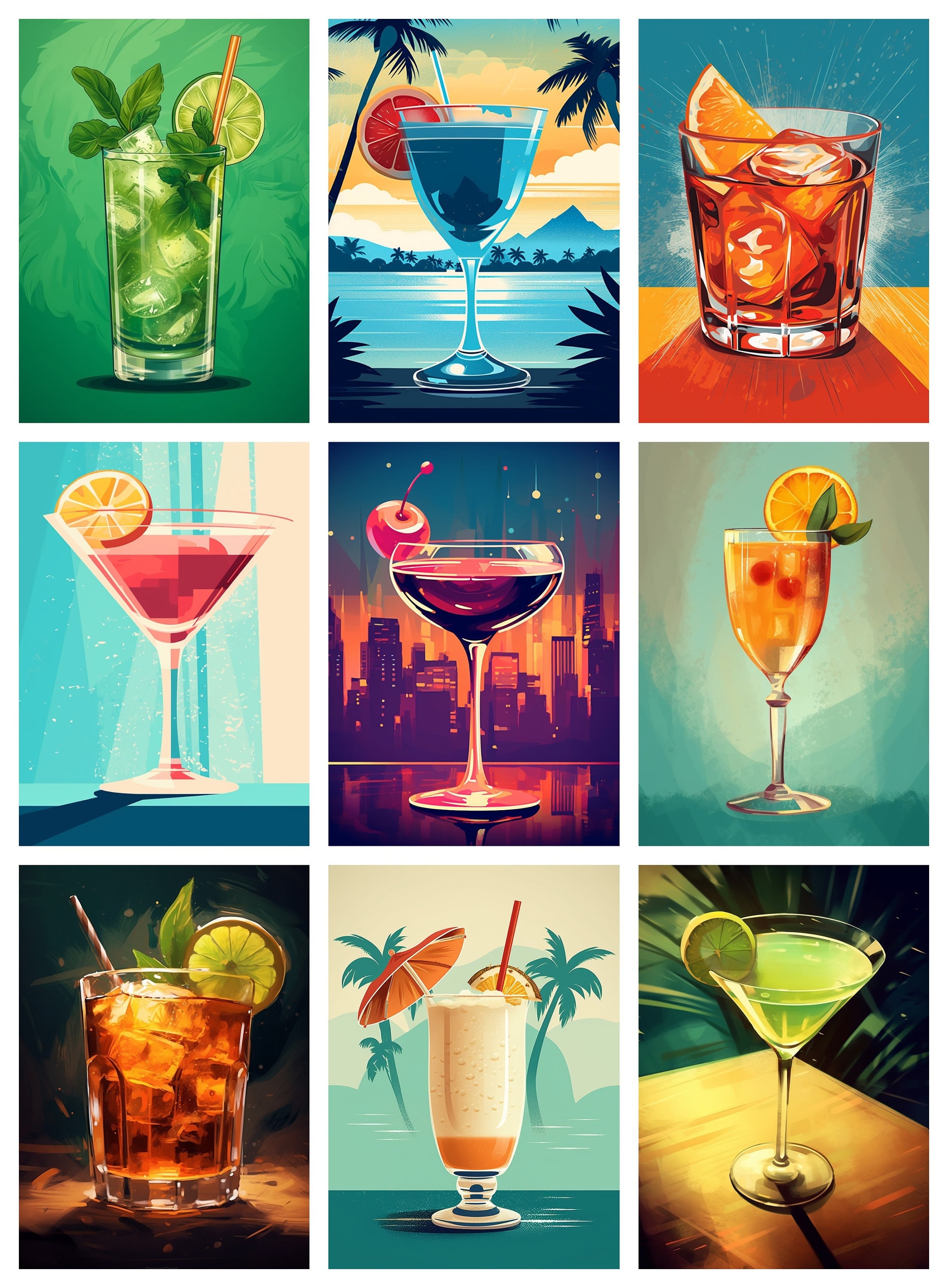 50 Digital Print Cocktails for Posters, Wall Frames - Etsy