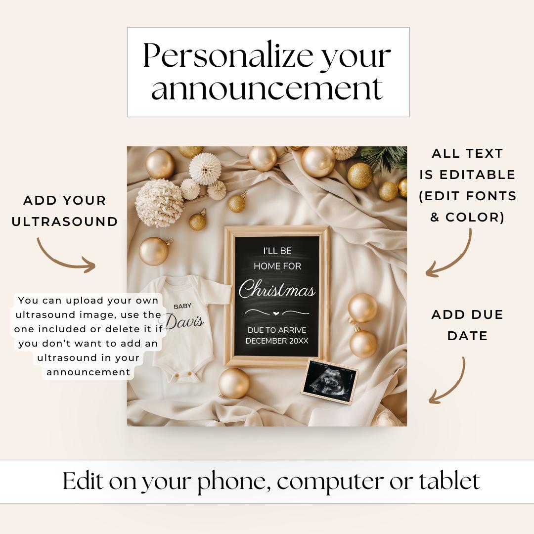 Christmas Pregnancy Announcement Digital December Pregnancy ...