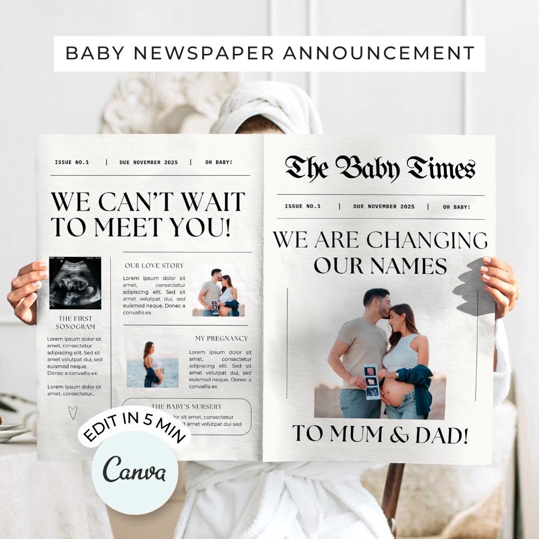 Baby Newspaper Pregnancy Announcement to Husband Baby Announcement ...