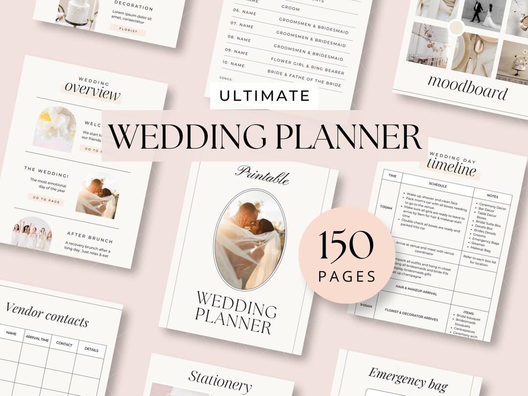 Wedding Planner Printable, Wedding Timeline Template, Wedding Day ...