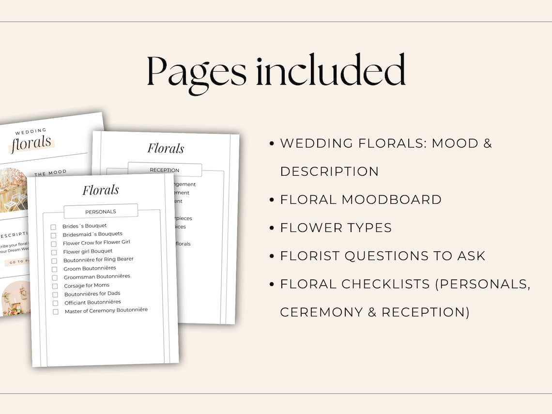 Floral Wedding Checklist Canva Template, Bridal Flowers Checklist ...