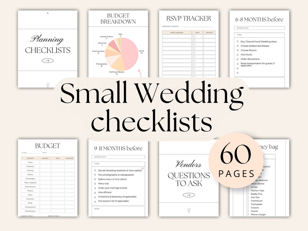 Simple Wedding Checklist. Wedding on a Budget Planner. Small Wedding ...