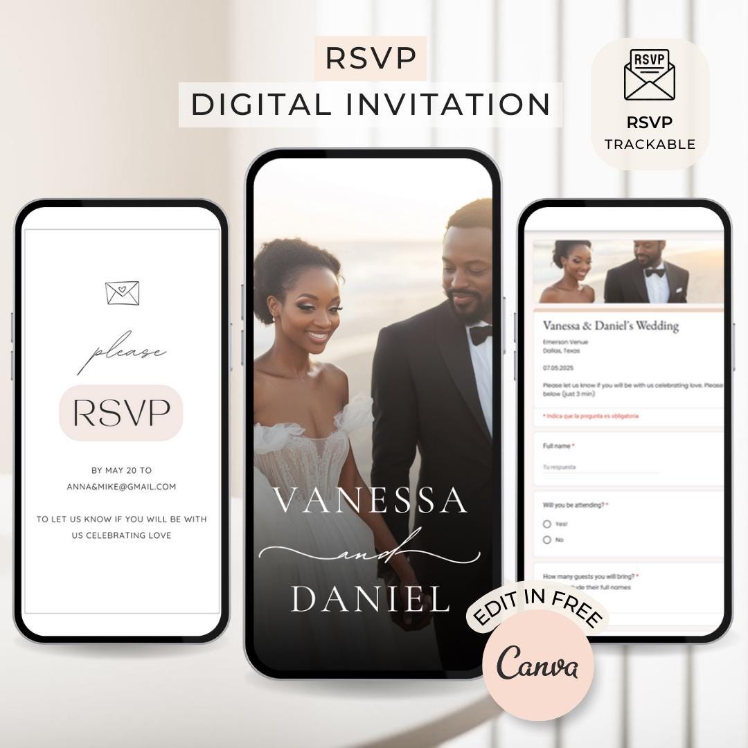Digital Wedding Invitation With Trackable RSVP Invitating Wedding ...