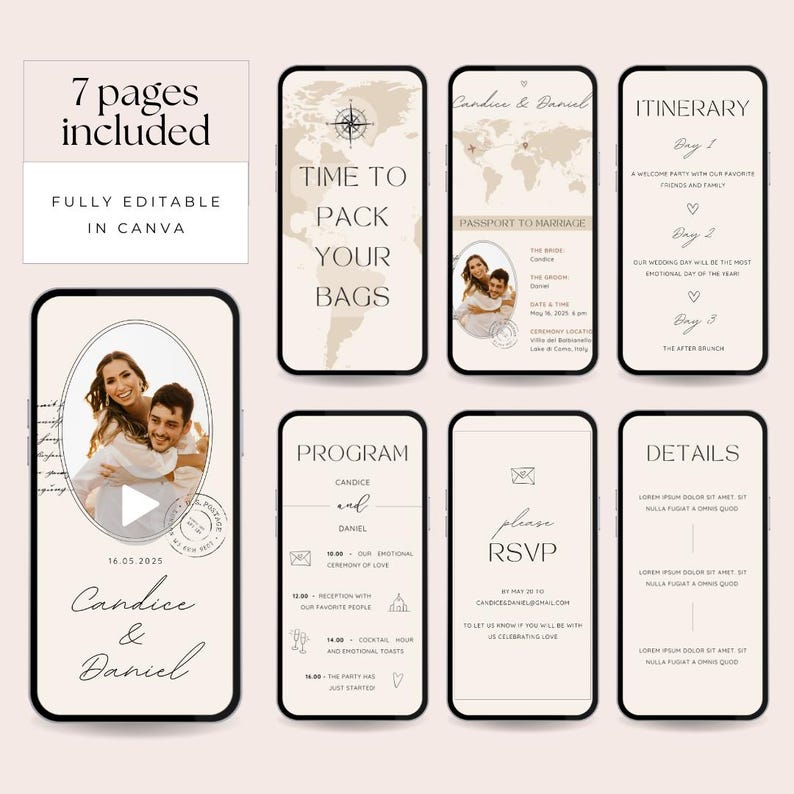 Destination Wedding Invitation Video Animated Invitation Passport ...