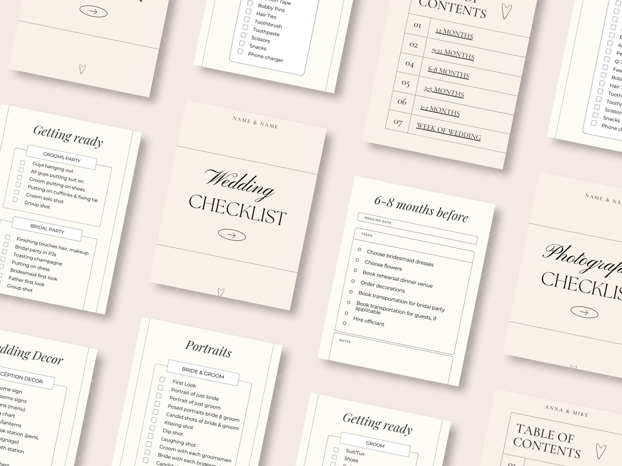 Checklist editable para organizar tu boda sin estrés. Agenda - Etsy España