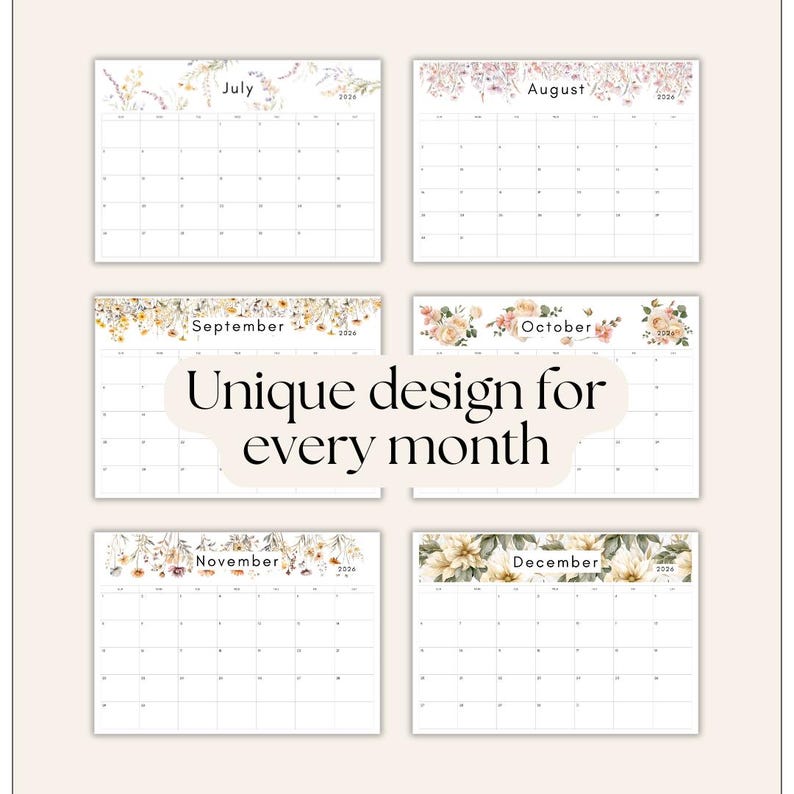 Wall Calendar 2026 Calendar Printable Planner Daily Planner Full Year ...