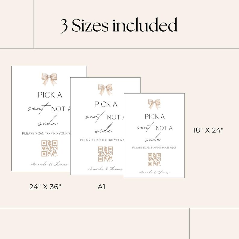 QR Code Wedding Seating Chart Template. Modern Digital Seating Chart Board. Find Your Seat Sign ...