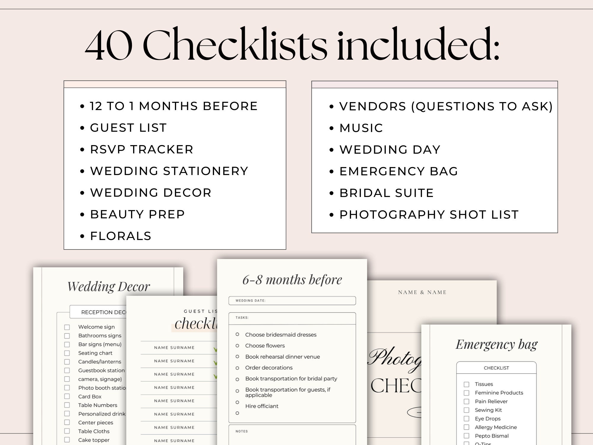 Wedding Checklist Template. Printable Wedding Planner. Wedding Day ...
