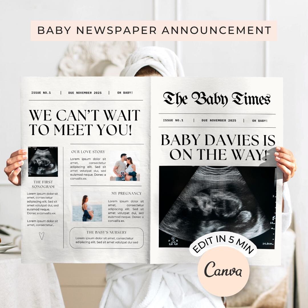 Baby Newspaper Pregnancy Announcement to Husband Baby Announcement ...