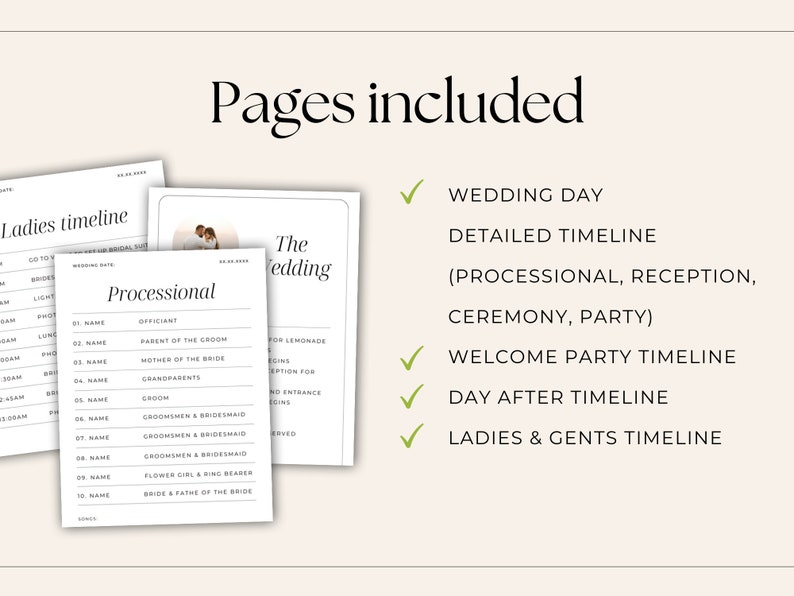 Wedding Day Timeline Template, 15 Page Canva (digital Download) - Etsy