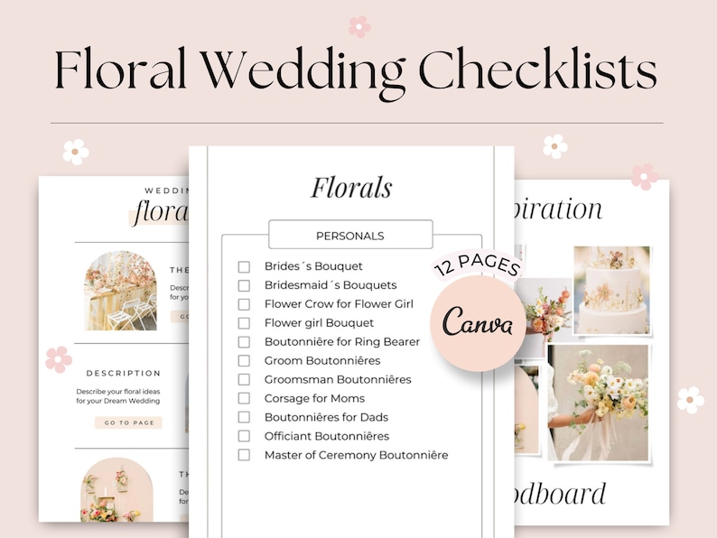 Floral Wedding Checklist, Canva Template (digital Download) - Etsy