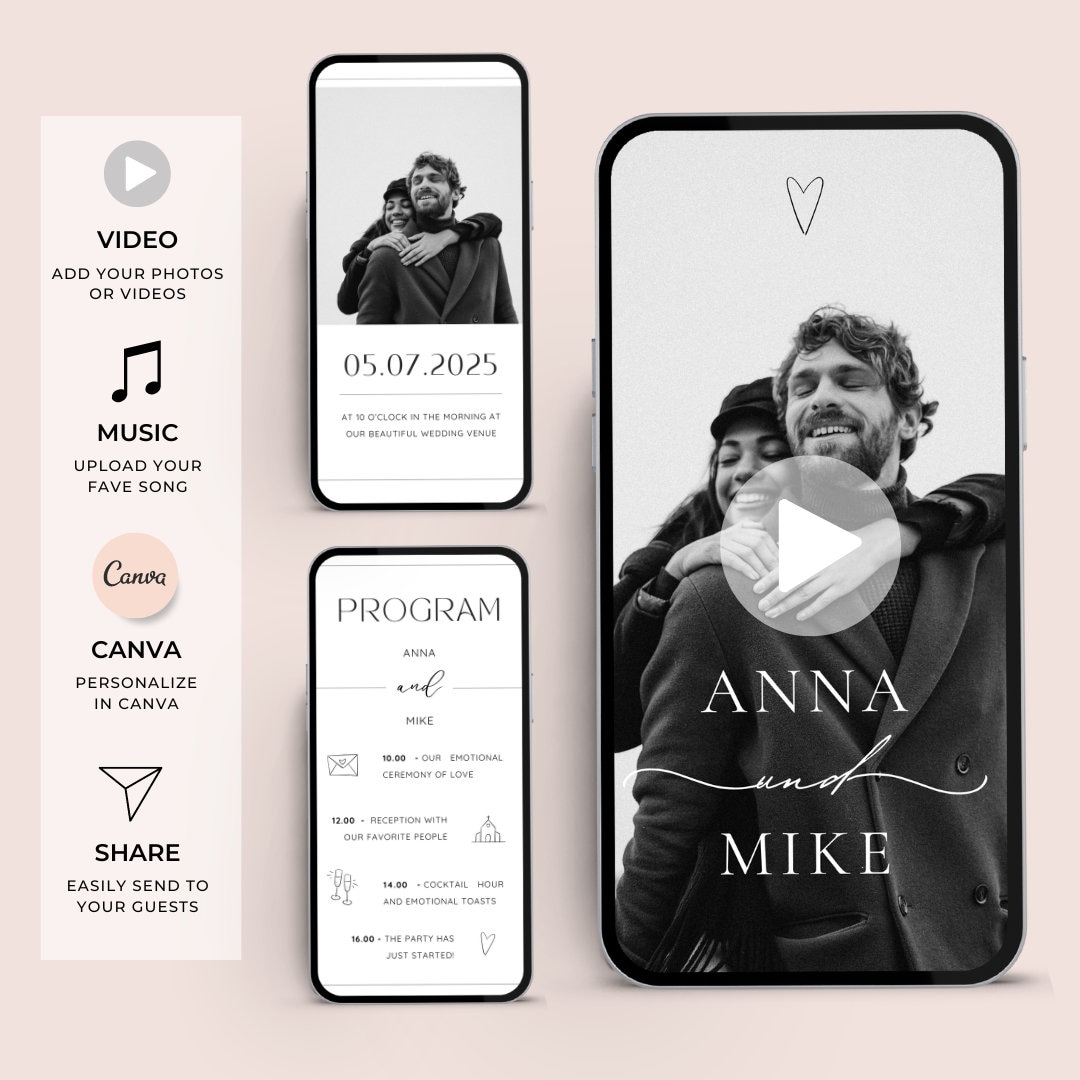 Wedding Video Invitation Digital Wedding Invitation Save the Date Video ...