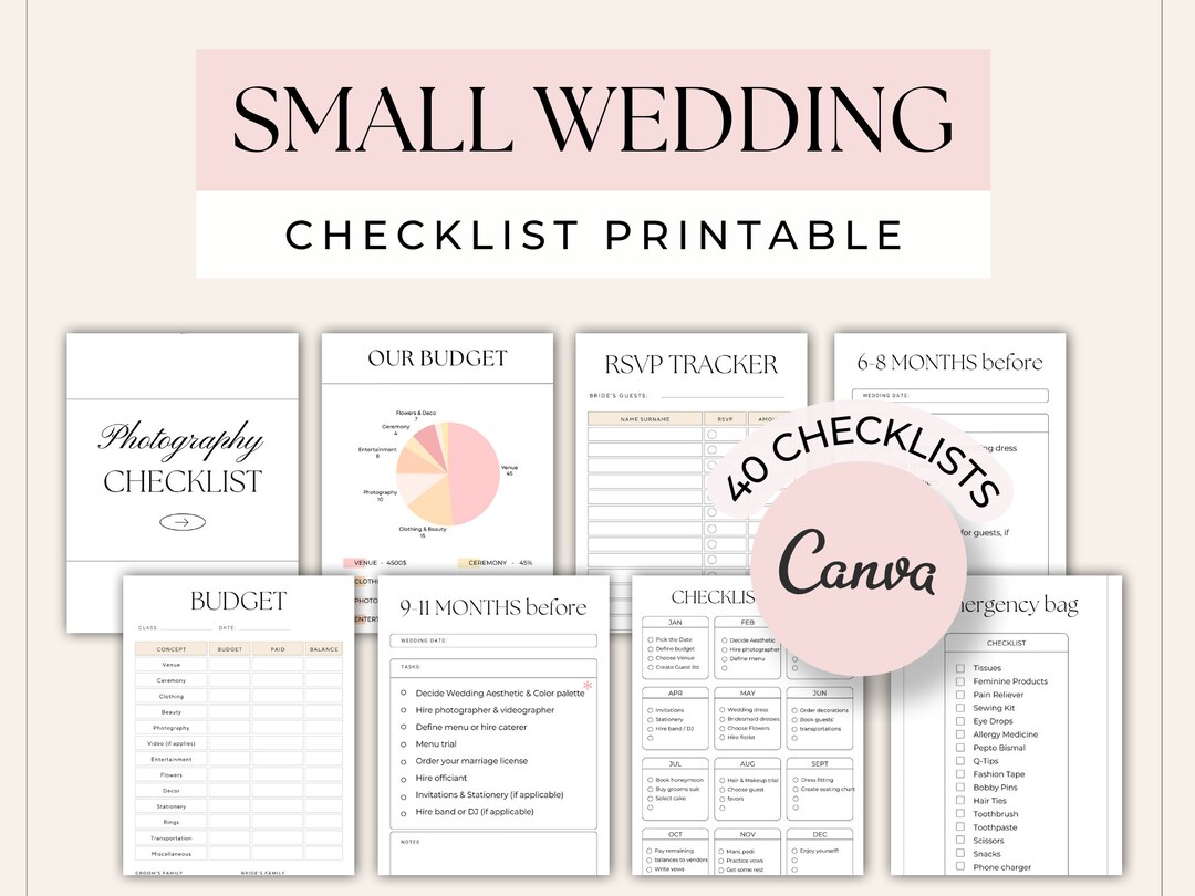 Small Wedding Checklist. Micro Wedding Planner Checklist. Wedding on a ...