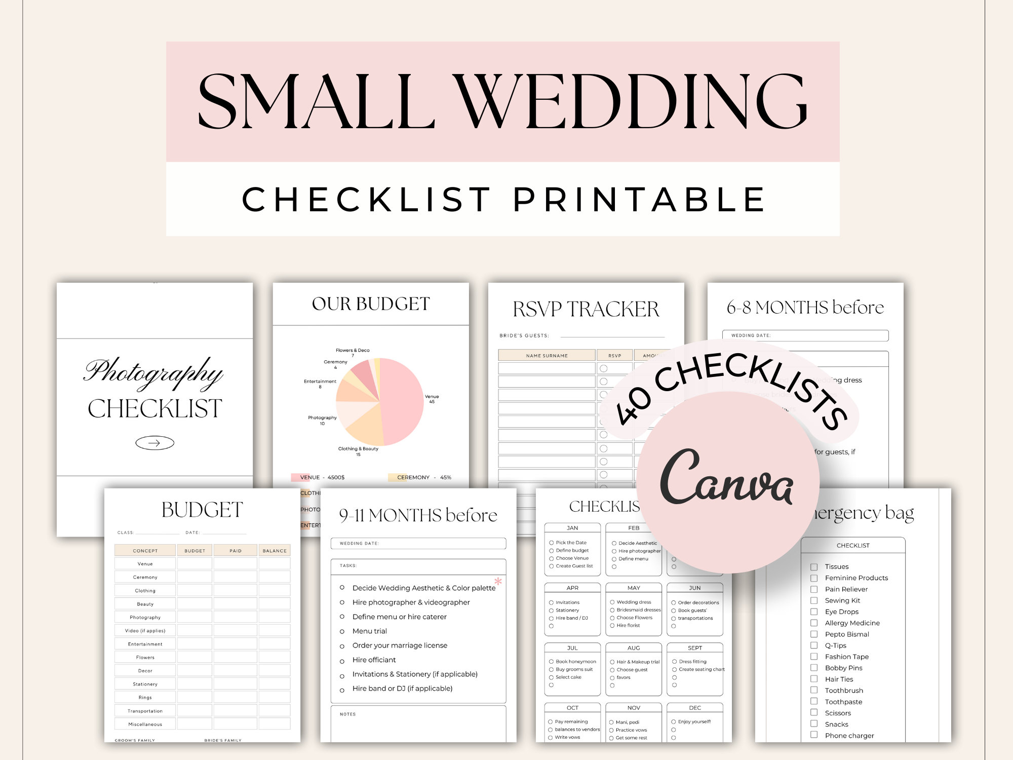 Small Wedding Checklist. Micro Wedding Planner Checklist. Wedding on a ...