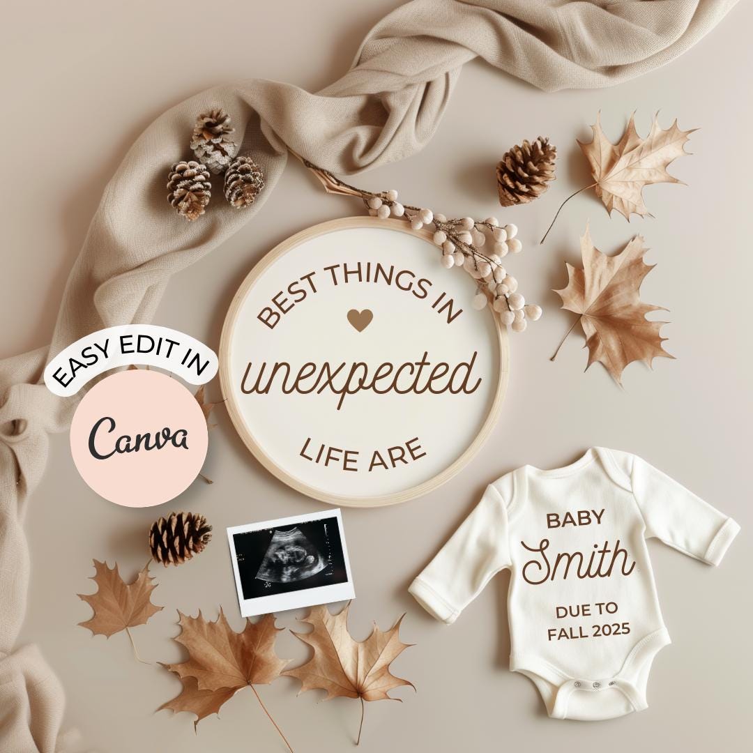 Gender Neutral Digital Pregnancy Announcement Fall Pregnancy ...