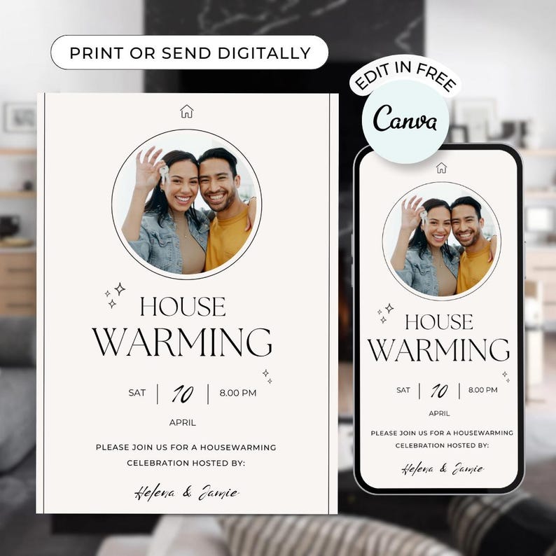 Modern Housewarming Invitation, Digital House Warming Invite Digital ...