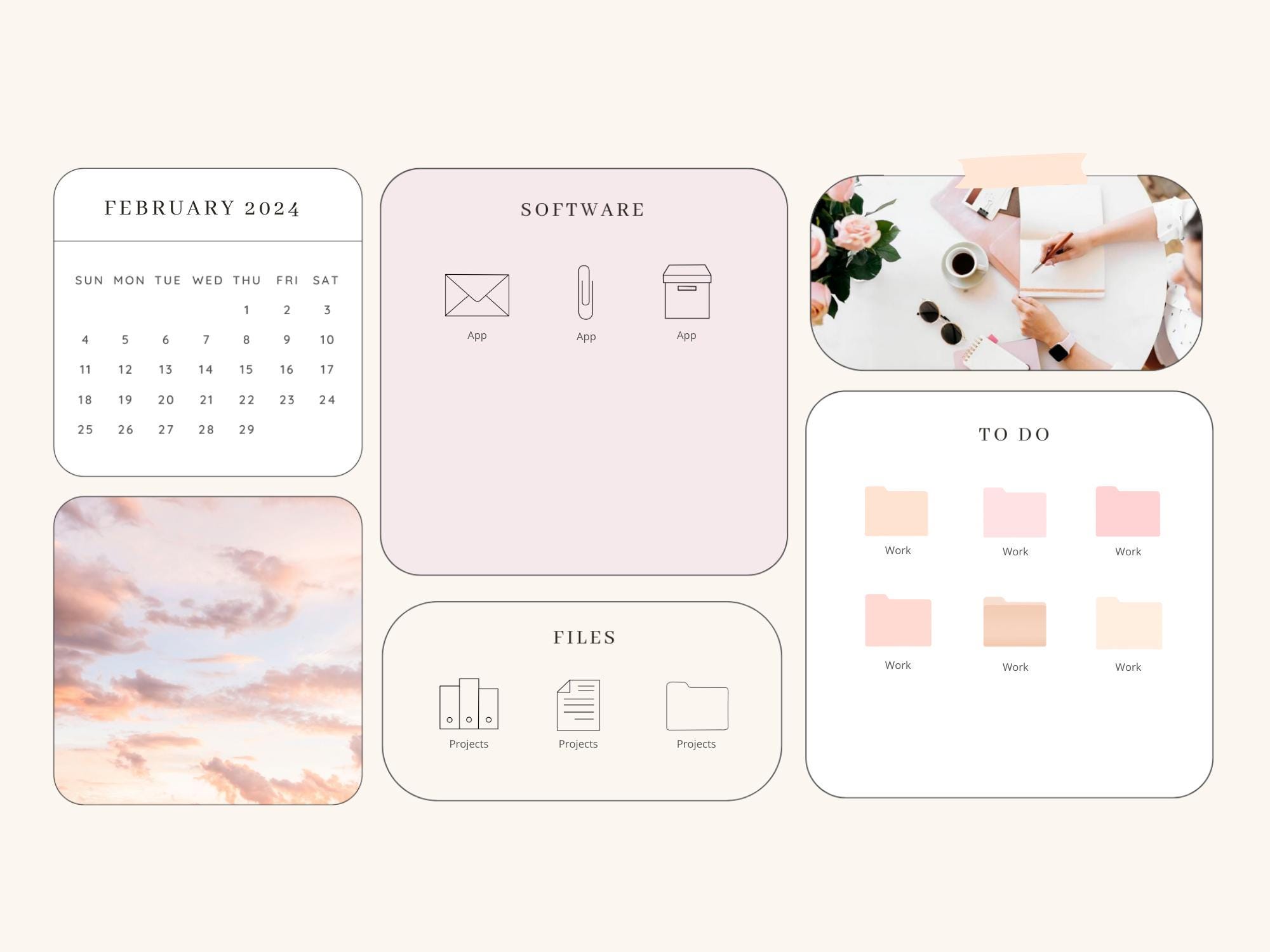 Pink Desktop Wallpaper Organizer With 2025 Calendar Canva Editable ...