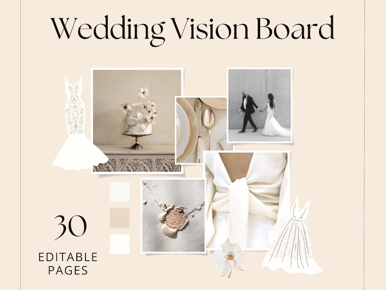 Wedding Moodboard Template. Vision Board Printable. Wedding Visual ...