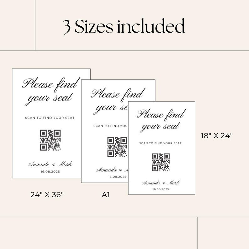 Digital Seating Chart With QR Code Sign Template. Canva Wedding Seating ...