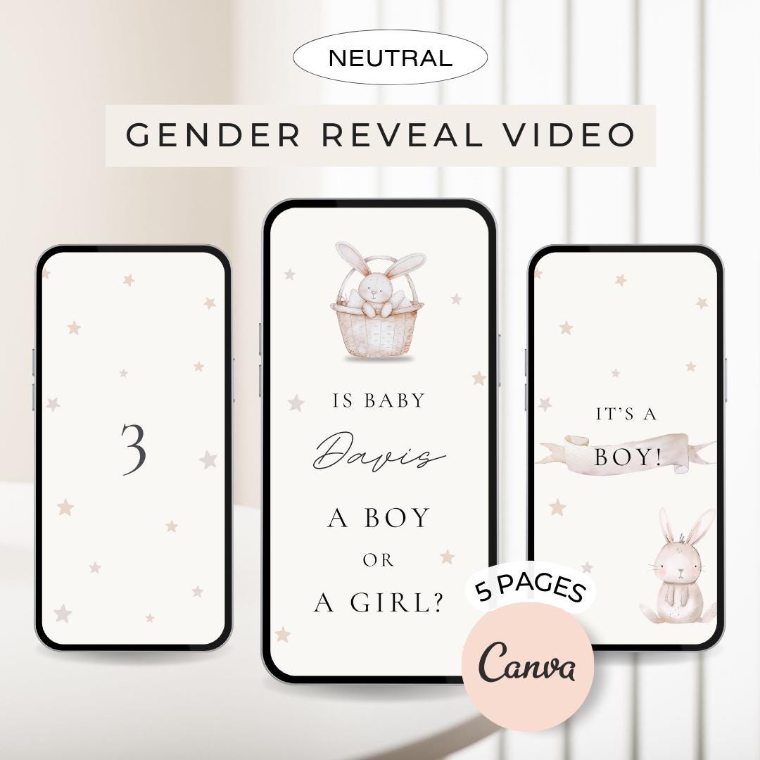 Gender Reveal Video Countdown | Neutral Announcement (digital) - Etsy