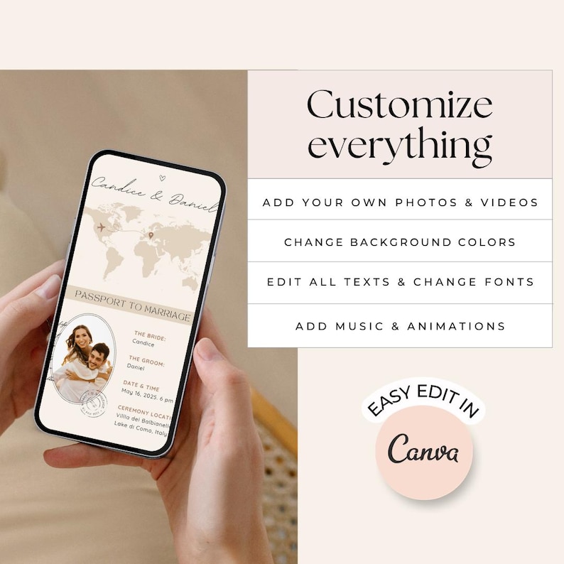 Destination Wedding Invitation Video Animated Invitation Passport ...