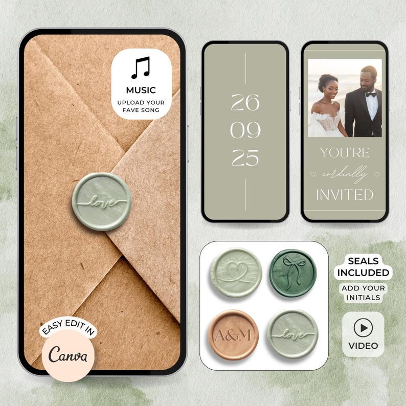 Digital Wedding Invitation With Envelope Opening Hochzeitseinladung ...